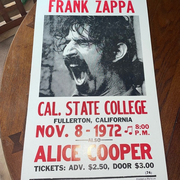 Art | Vintage 1972 Frank Zappa Concert Poster Red And Black | Poshmark